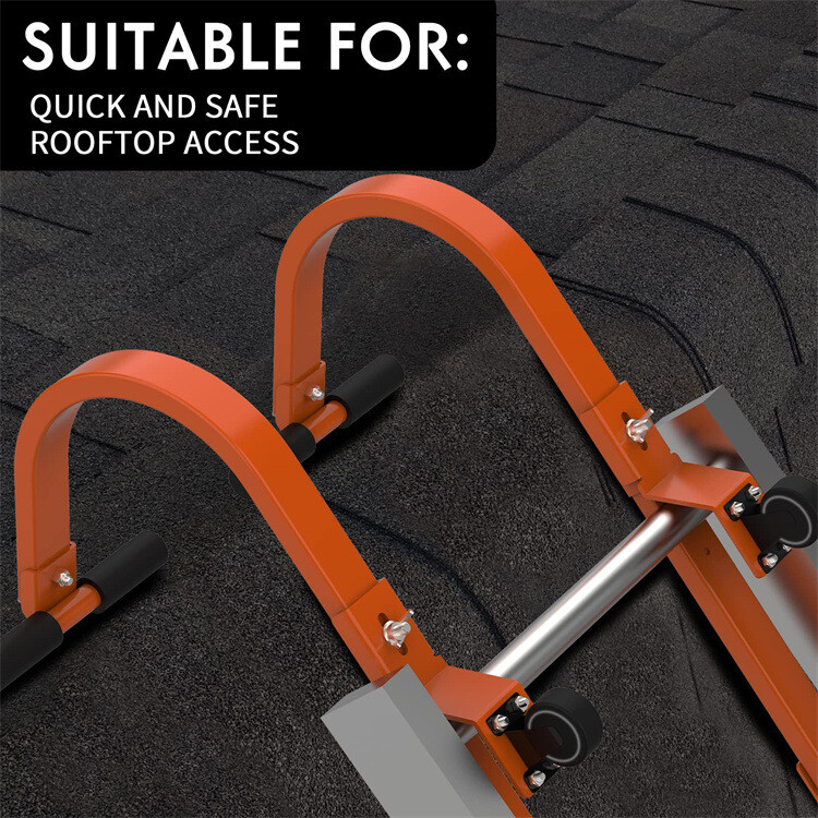 2 Pack Steel Ladder Roof Hook Stabilizer with Wheel Rubber Grip T-Bar ...