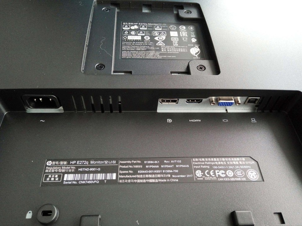 HP EliteDisplay E272Q 27'' High Resolution 2560 x 1440 QHD LCD Monitor ...