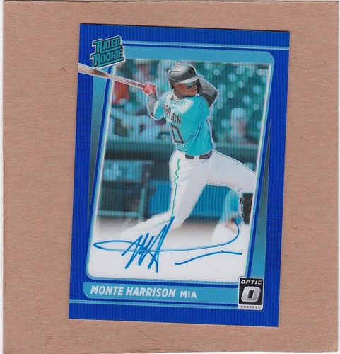 2021 Donruss Optic Monte Harrison Rated Rookie Blue Auto Marlins 07/75 ...