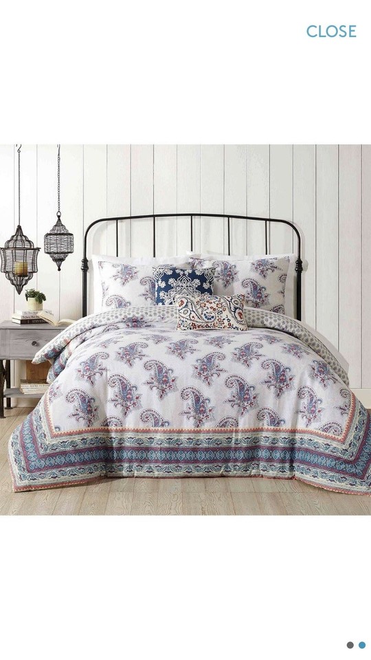 Jessica Simpson 3 Pc Gemma Full Queen Comforter Set New Paisley Print ...