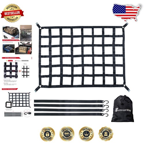 Versatile Cargo Net 42" x 50" - 1100LBS Capacity for Secure Cargo ...