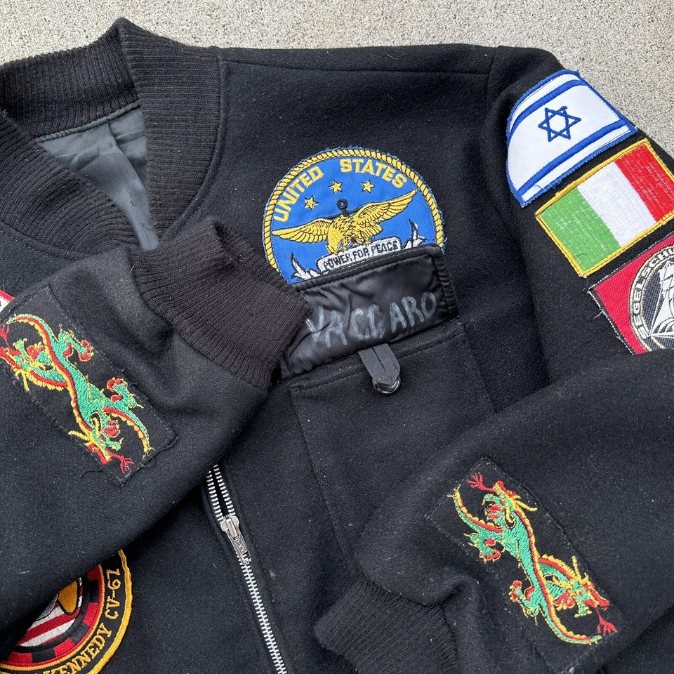 1983-84’ USS. John F Kennedy CV-67 Navy Cruise Jacket Wool Black ...