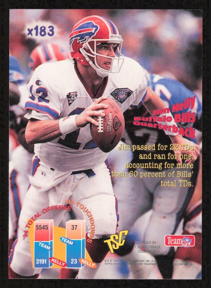 1995 Topps Stadium Club JIM KELLY Members Only card BUFFALO BILLS #x183 ...