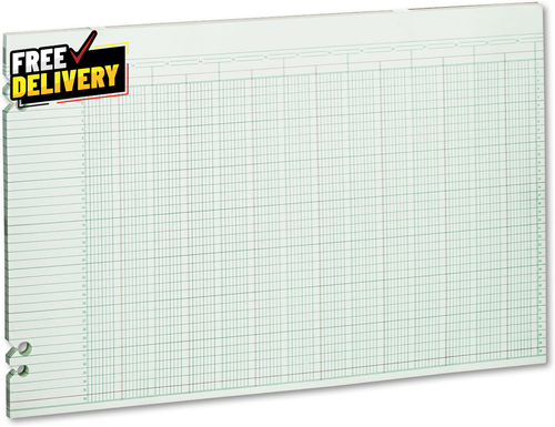 Green Columnar Ruled Ledger Paper Double Page Format 24 Columns and 36 ...
