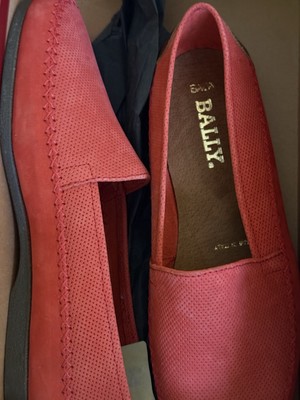 BALLY Red Dress shoes Loafers "PIMP” burgundy Maroon suede and calf ...