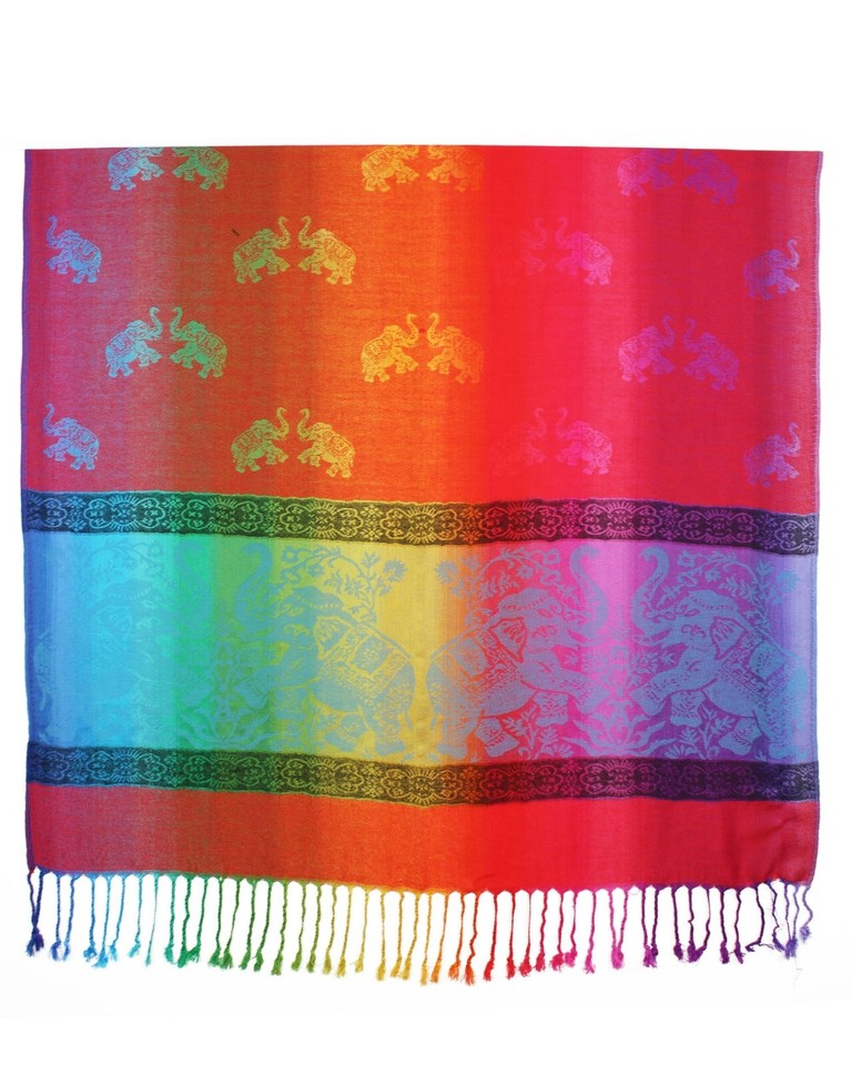 New Multi Colorful Elephants Print Pashmina Scarf Shawl | eBay