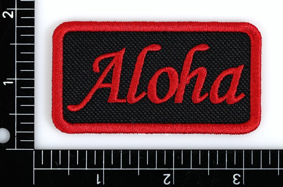 Aloha Embroidered Patch Black/Red Iron-On Sew-On Jacket Backpack Hat ...
