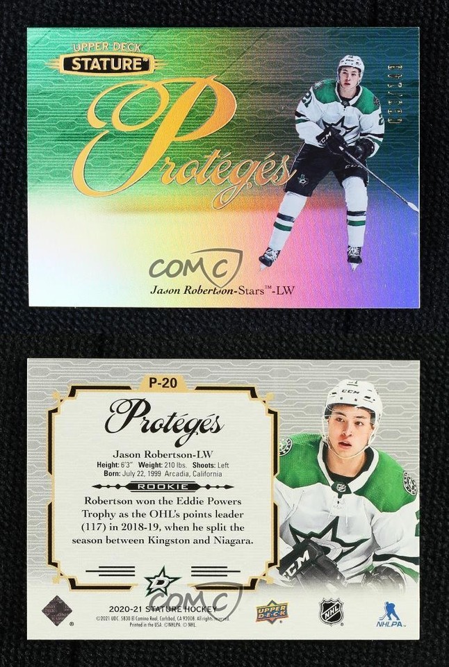 2020-21 Upper Deck Stature Proteges Green 33/149 Jason Robertson #P-20 ...