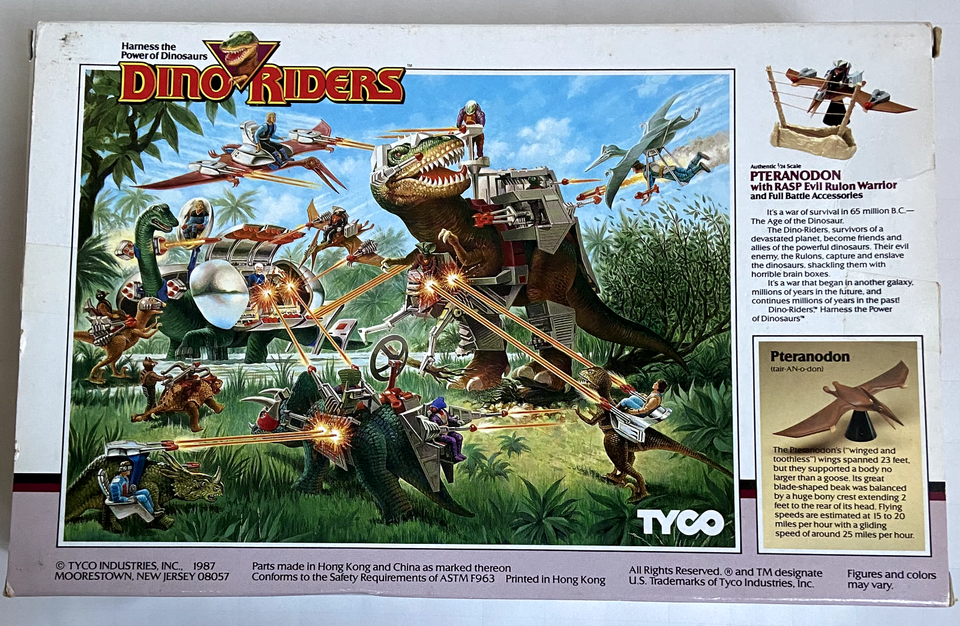 1987 TYCO Dino Riders Pteranodon with Rasp Evil Rulon Warrior ...