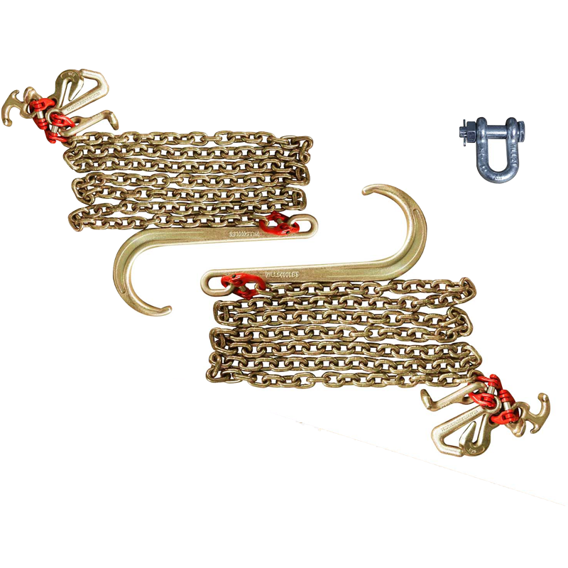 2PCS Flatbed Truck Rollback G80 5/16" X 10FT Transport Tow Chain J ...