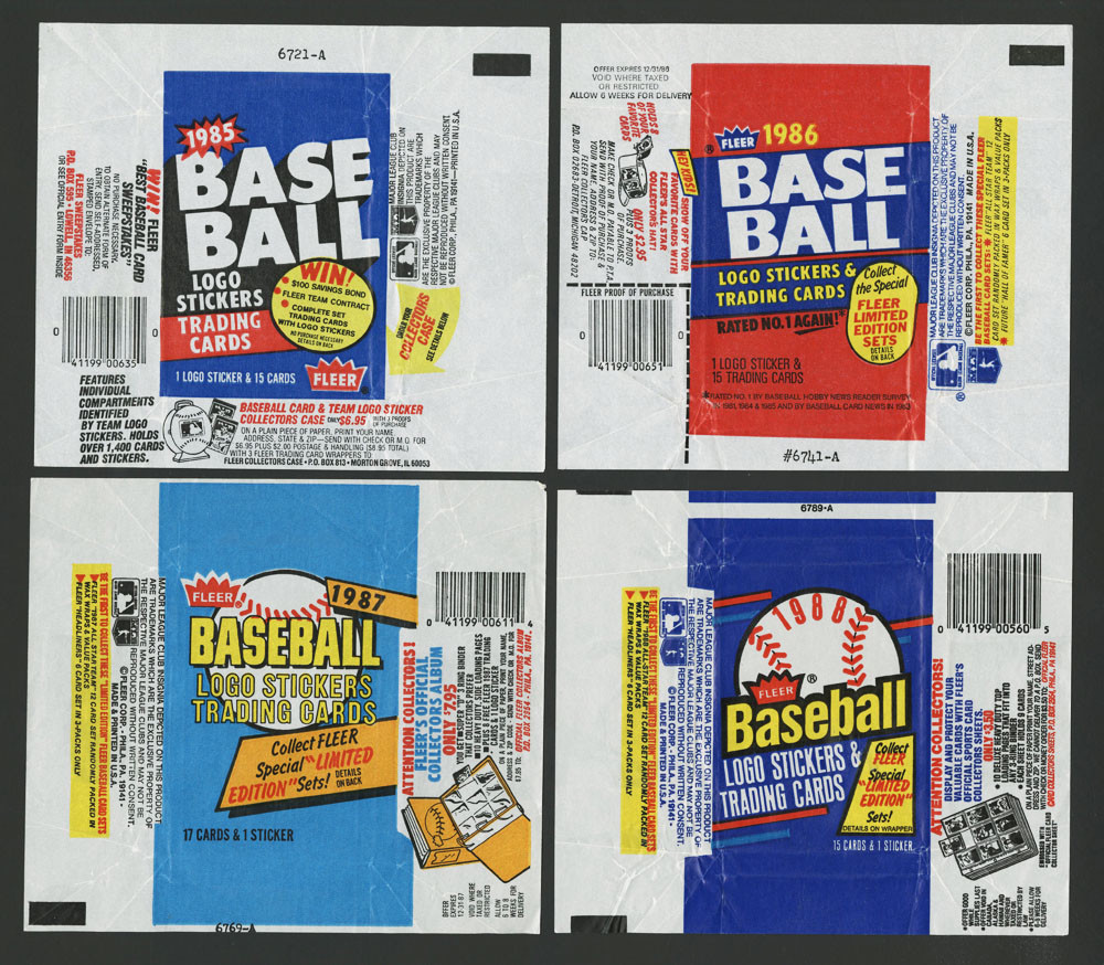 1961 TO 1991 FLEER, LEAF, SWELL & PACIFIC BASEBALL WAX PACK WRAPPERS~22 ...