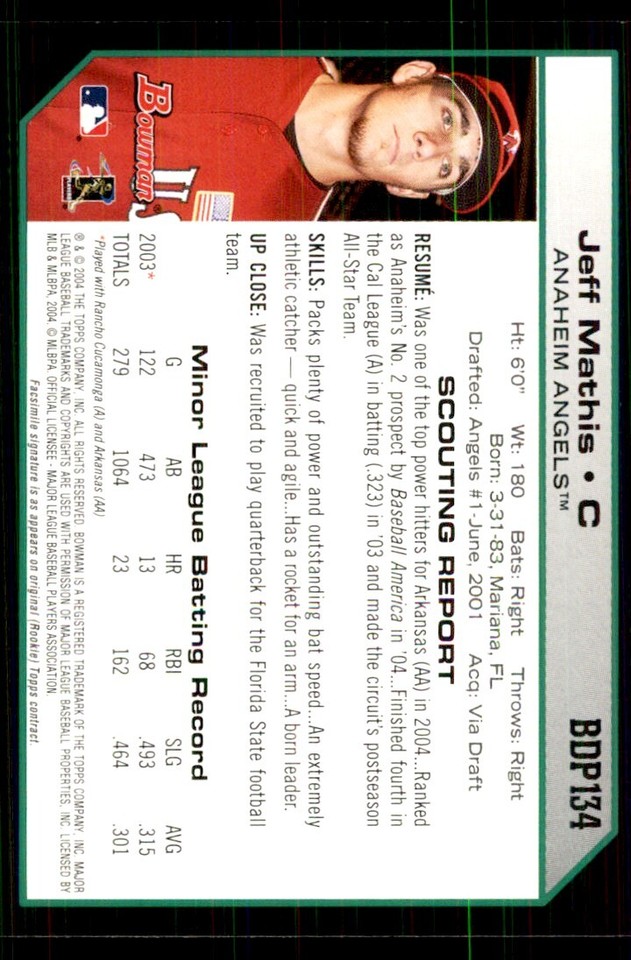 2005 Bowman. Jeff Mathis Baseball Cards #BDP134 | eBay