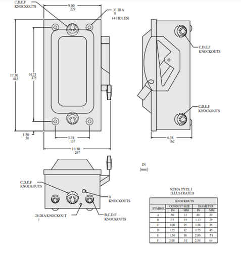 SQUARE D DU323 100 AMP 240VAC SINGLE THROW SAFETY SWITCH 3P | eBay
