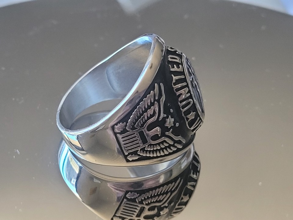 Stainless Steel United States Veteran Military Ring - US Veteran Biker ...