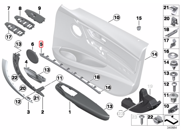 BMW 3 Series F31 F30 F80 Door Interior Trim Upper Panel Right ...