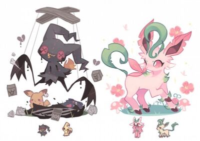 Anime pok mon banette leafeon lurantis mimikyu Stitched Gaming Mat Desk ...