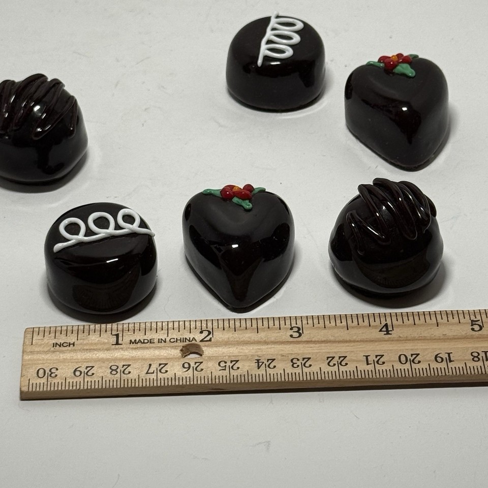 Hulet Art Glass Chocolates Candies Set Of 6 Signed Hulet09 Hulet10 | eBay