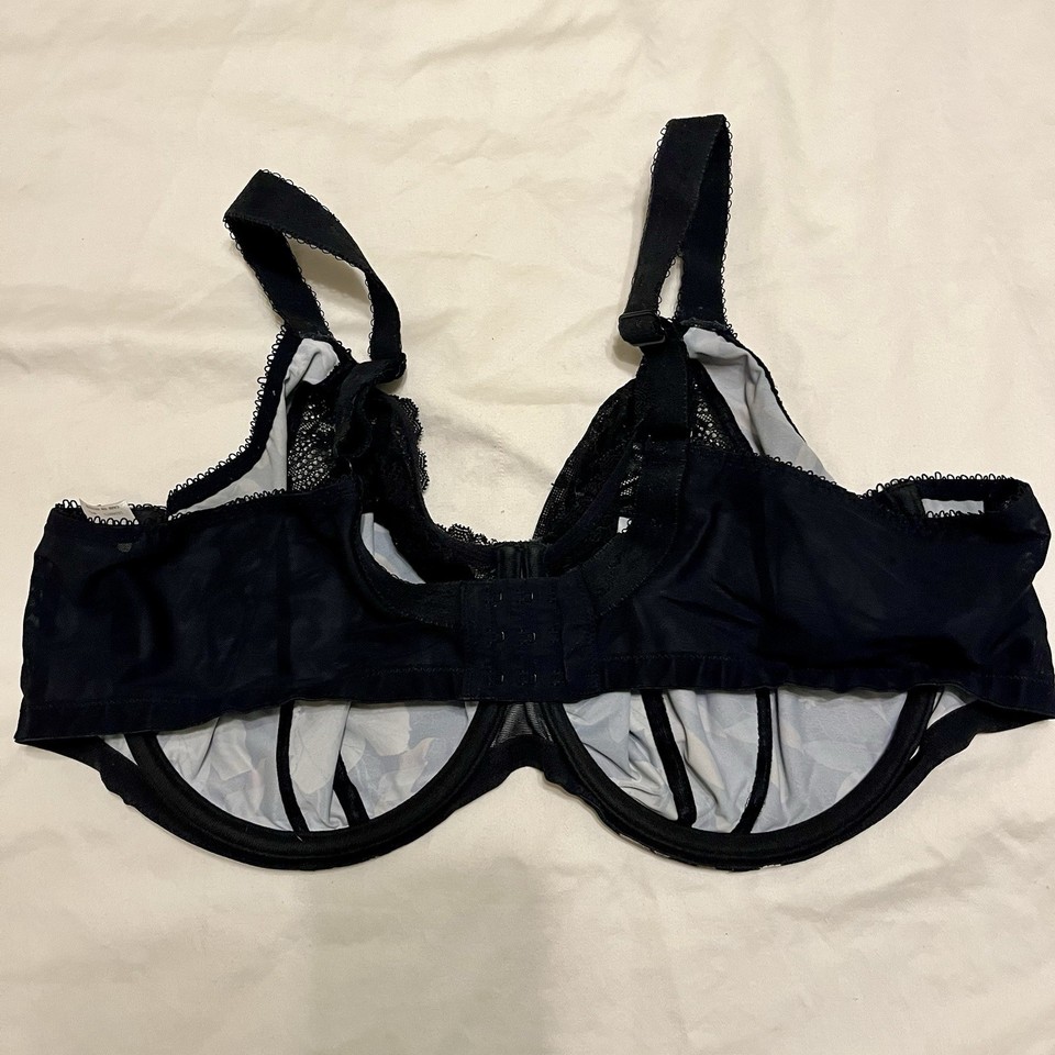 Elomi Morgan Stretch Banded Bra EL4110 UK 44FF / US 44H black midnight ...
