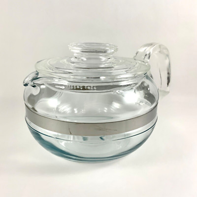 Vintage Pyrex Flameware Glass Teapot 8446-B 6 Cup Tea Pot with Lid Blue ...