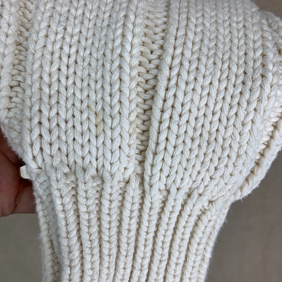 Sperry Top Sider Mens Sweater M Sail Boat Ivory Chunky Knit Crew Neck Pullover | eBay