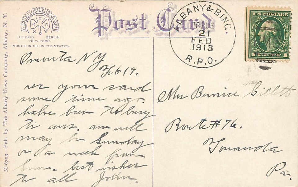 New York, NY, Oneonta, Main Street Looking North 1913 RPO Postcard | eBay