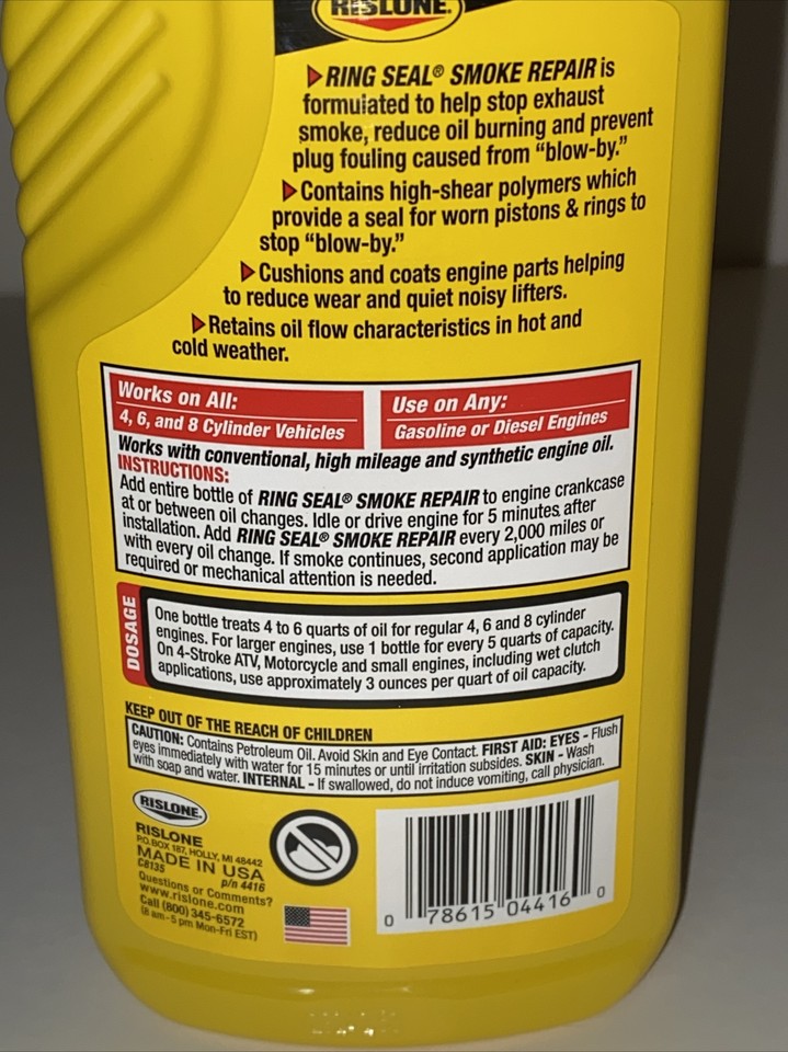 Rislone Ring Seal Smoke Repair Additive, Stops Engine Smoking - 16 Oz ...