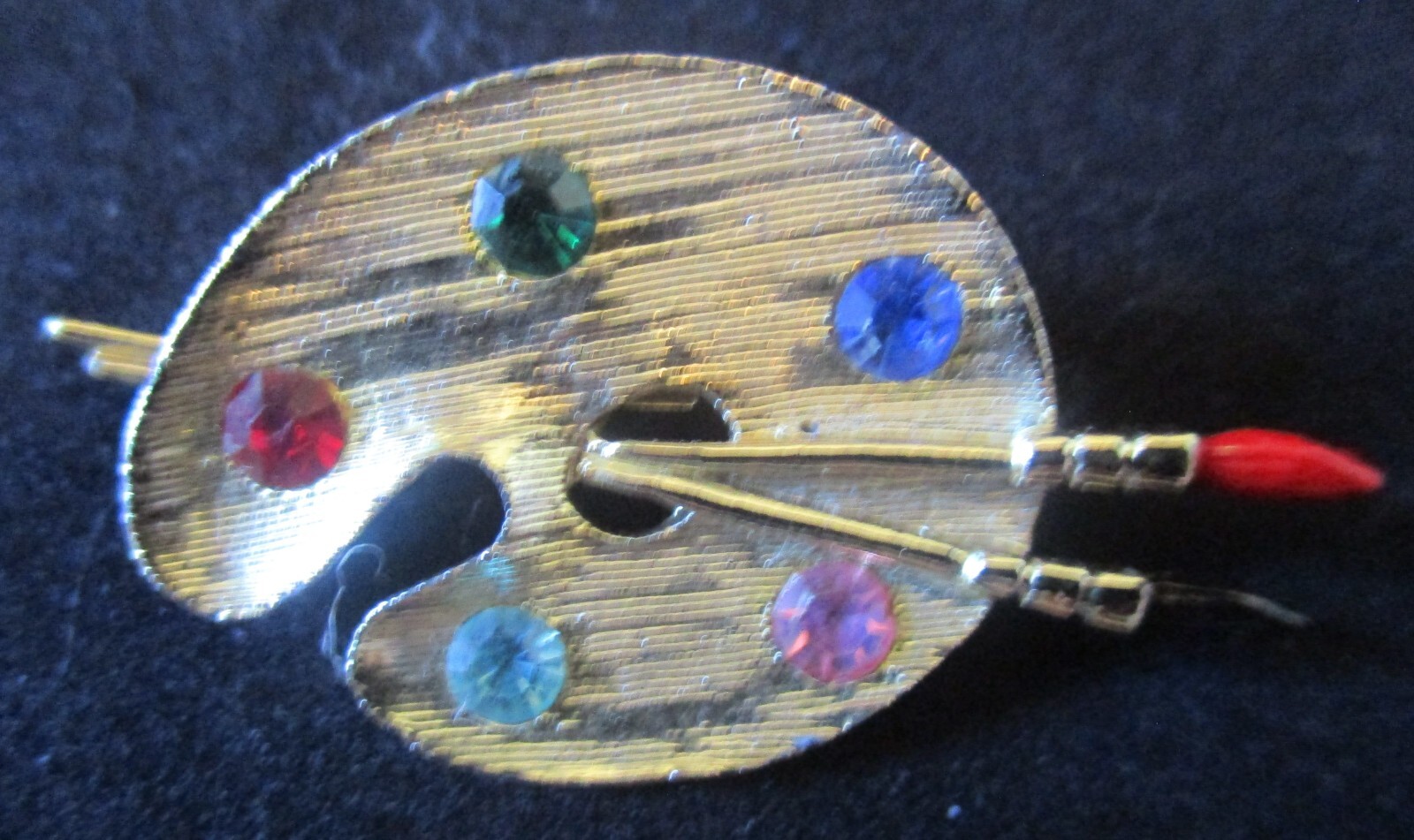 Vintage 1950 Artist Gold Toned Paint Pallet w/Multi C… - Gem