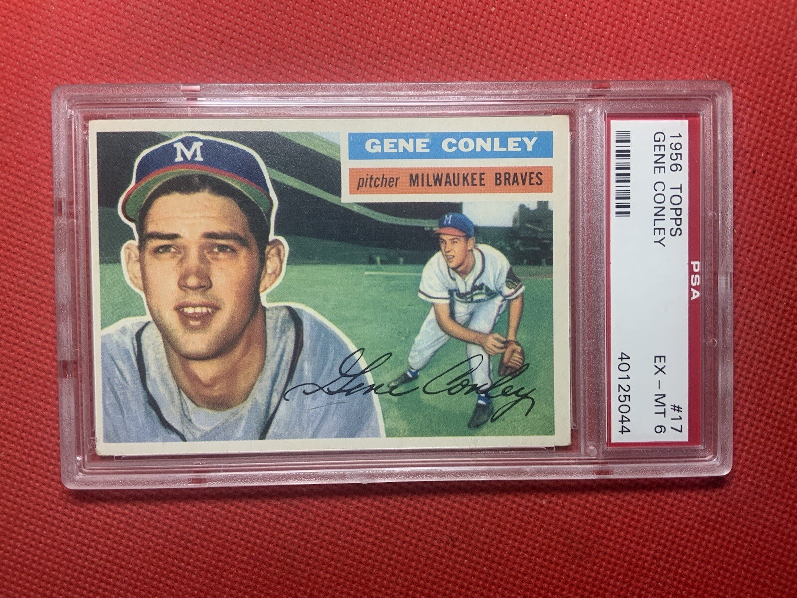 1956 Topps Gene Conley #17 Gray Back BRAVES PSA 6 EX-MT | eBay