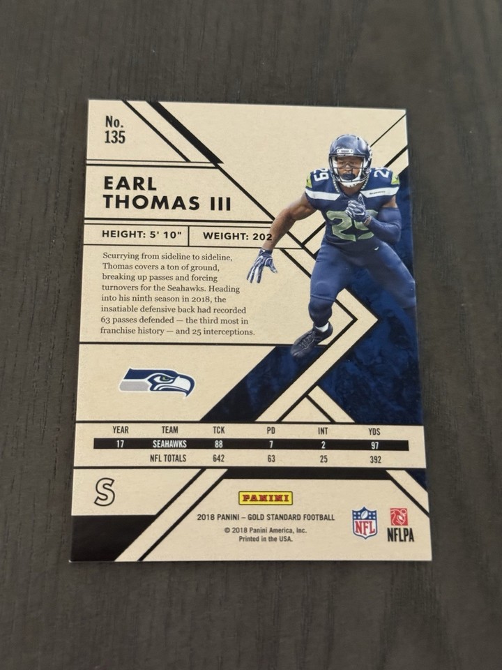 2018 Panini Gold Standard /99 #135 EARL THOMAS III Seattle Seahawks ...