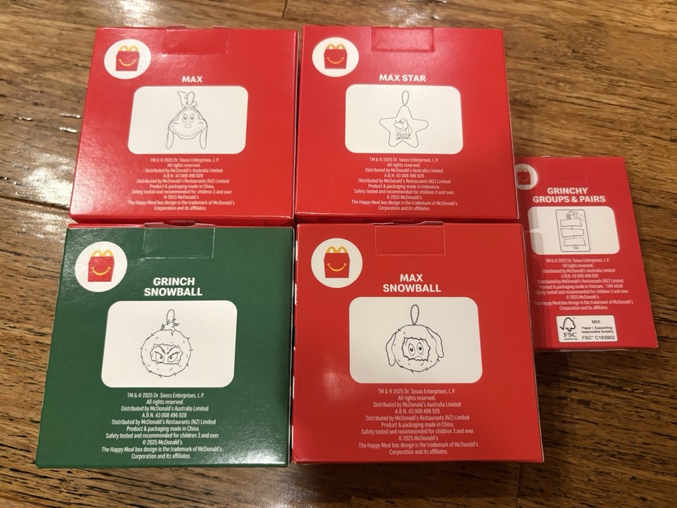 McDonald's Christmas Grinch Toys - Sand Globe+Bundle Of 5 *Australia ...