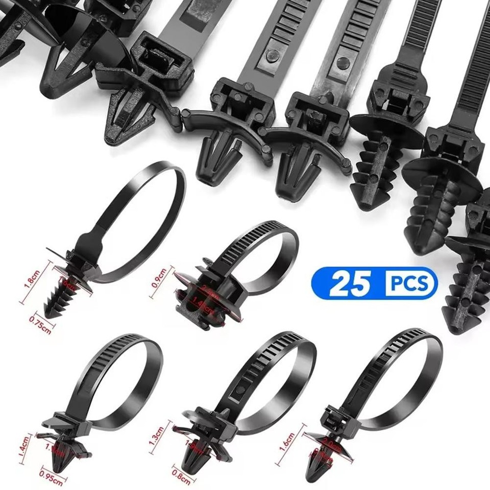 Heavy Duty Nylon Cable Zip Ties Holder Clip Car Wire Fastener black{ | eBay