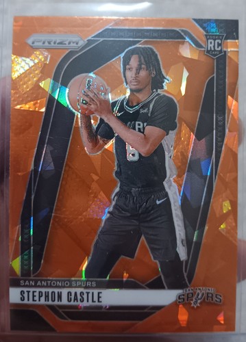 2024-25 Prizm Basketball STEPHON CASTLE orange Cracked Ice Rookie #234 ...