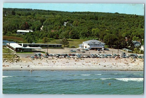 1962 Aerial View Rye Beach New Hampshire Car Resort Sun Bathing Tourist ...