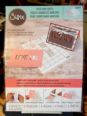 Sizzix Sticky Grid Sheets 5pk #663533 6" 8 1/2", sealed in orig pkg ...