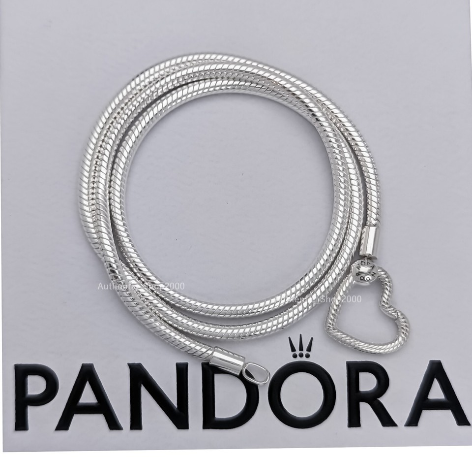 NEW 100% Authentic PANDORA 925 Ale Heart Closure Snake Chain Necklace ...