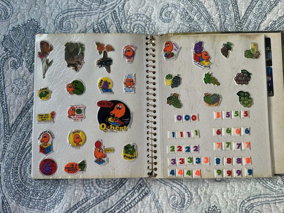 Vintage 80’s Sticker Collection Album Donkey Kong, E.T., Mario, Q Bert ...