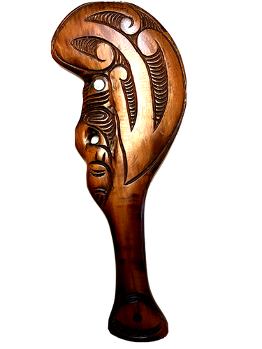 Vintage New Zealand Wahaika Maori Patu Club Wood Handle w Carved ...