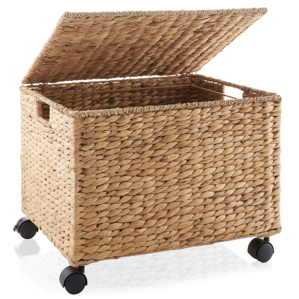 Rolling Filing Cabinet Cart, Hyacinth Wicker File Storage Box Office ...