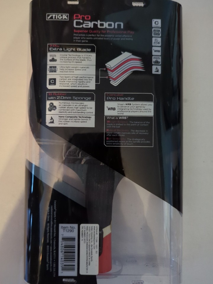 New Stiga Pro Carbon Ping Pong Table Tennis Racket Paddle | eBay