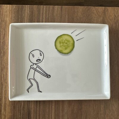 Crate & Barrel CB2 OLIVER CUCUMBER, 2011 Rectangle Appetizer Plate 6.5 ...