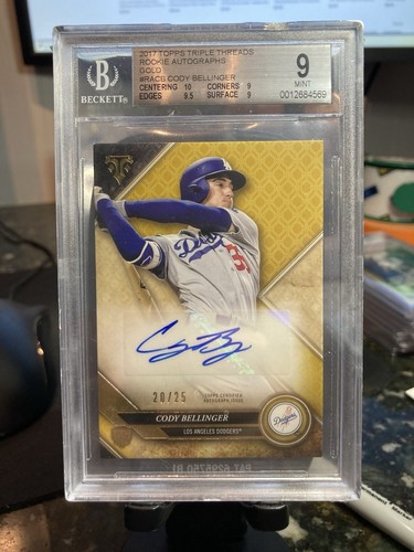 2017 TOPPS TRIPLE THREADS CODY BELLINGER ROOKIE RC AUTOGRAPH /25 BGS 9 ...
