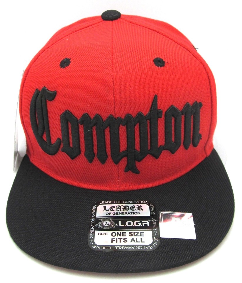 COMPTON Snapback Hat South Central Los Angeles Cali Cap Red Black OSFM ...