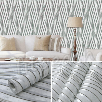 Grey Wallpaper Roll For Living Room.Glitter Wave Embossed Textured Wall ...