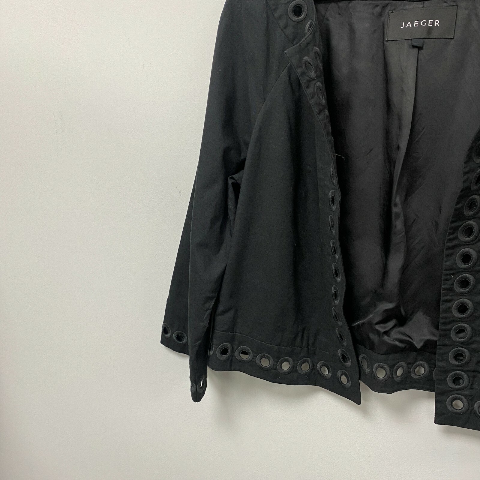 JAEGER - Black 100% Cotton Open Jacket with embroider… - Gem