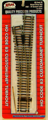 NEW HO Atlas Custom Line 561 #4 Manual Left Hand Turnout Code 83 Snap ...