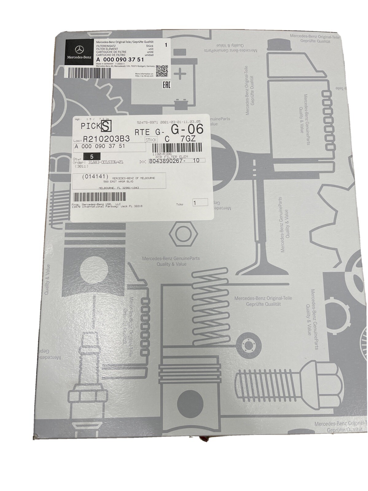 MERCEDES-BENZ A0000903751 - Air filter cross reference