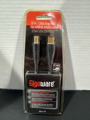 Gigaware 26-713 6’ USB A Male To USB B Male Cable | eBay