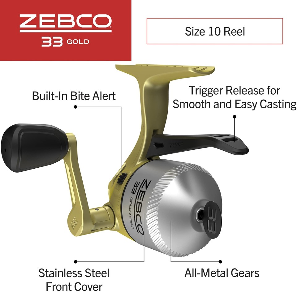Zebco 33 Gold Spincast Fishing Reel, Changeable Right or Left-Hand ...