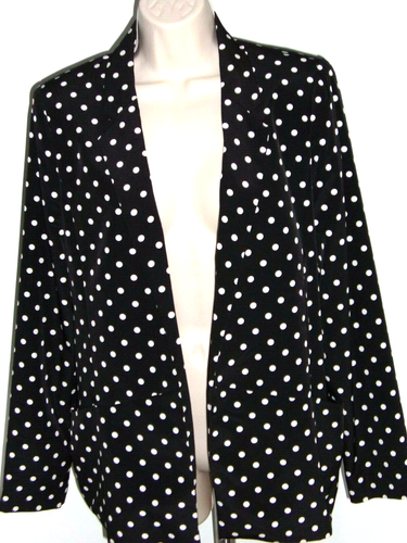 XXI Womens Blazer Jacket Black White Polka Dots Collared Size - L | eBay