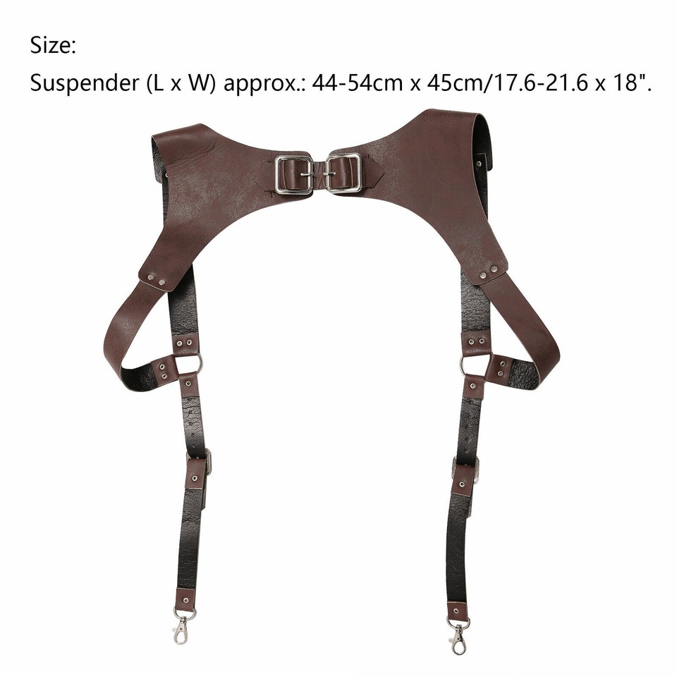 Brown Vintage Leather Suspenders Braces Shoulder Strap Belt Harness for ...